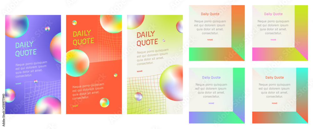 Social media influencer daily quote acid vector graphics templates with ...