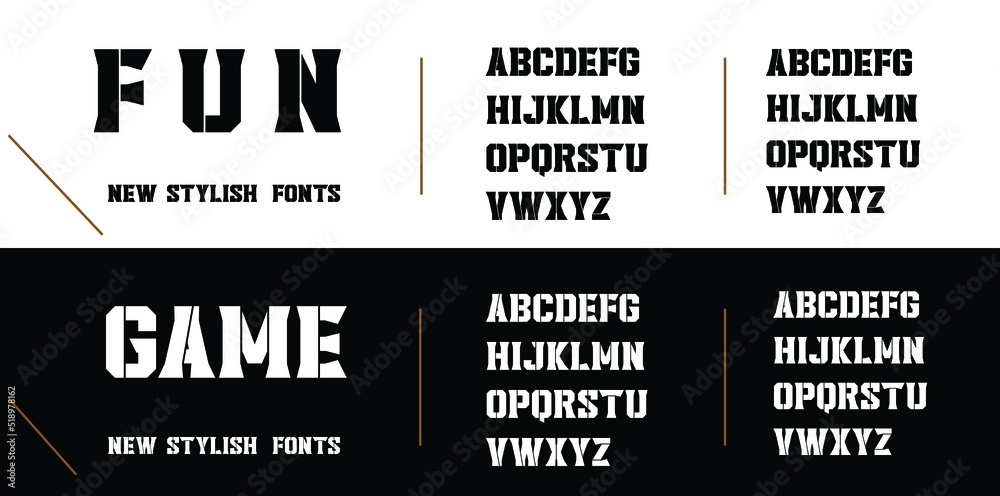FUN GAME Sports minimal tech font letter set. Luxury vector typeface ...