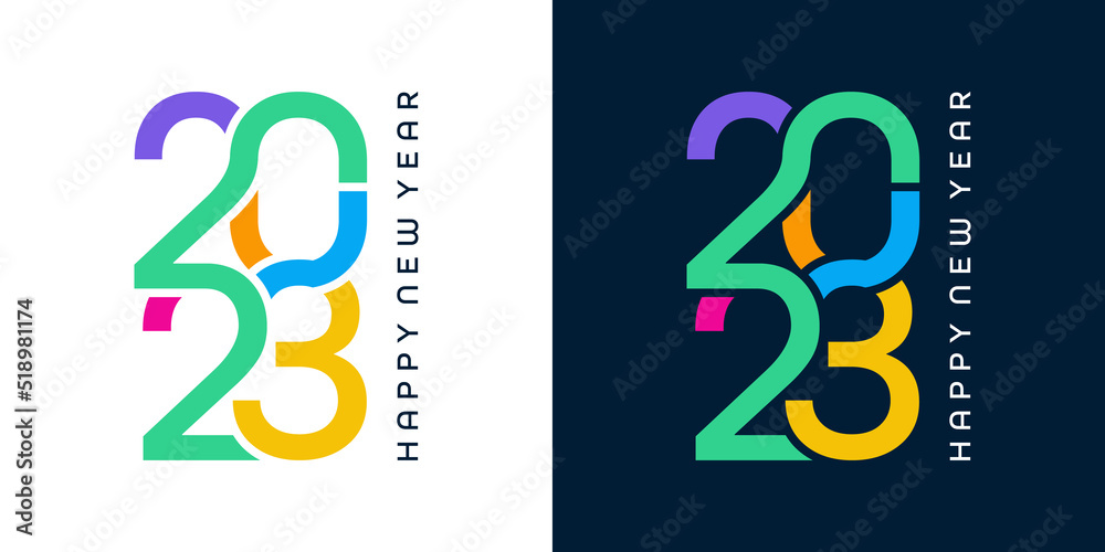colorful and interconnected new year 2023 logo design Stock Vector ...