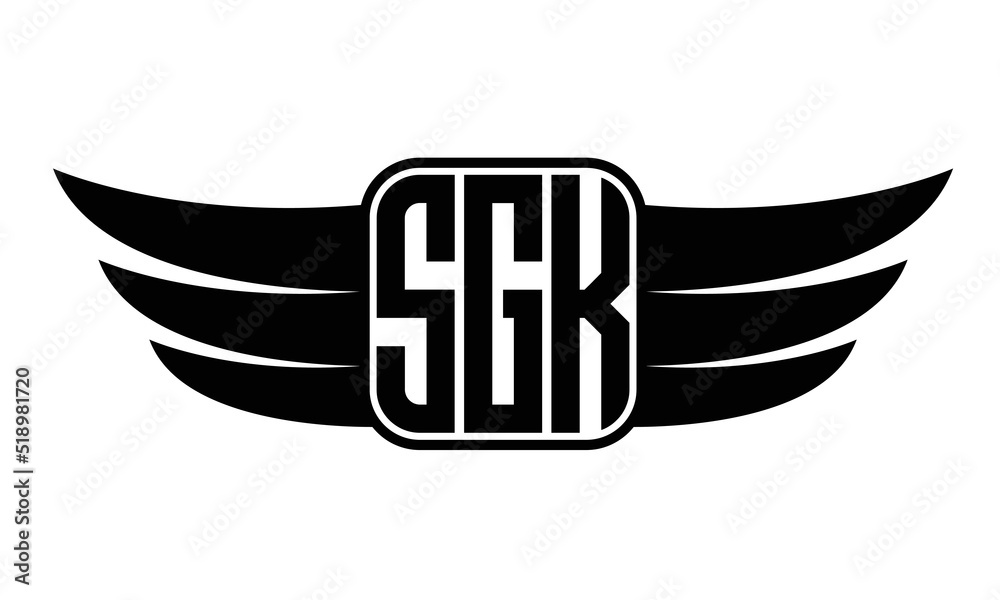 SGK three Letter wing minimalist creative concept icon eagle symbol ...