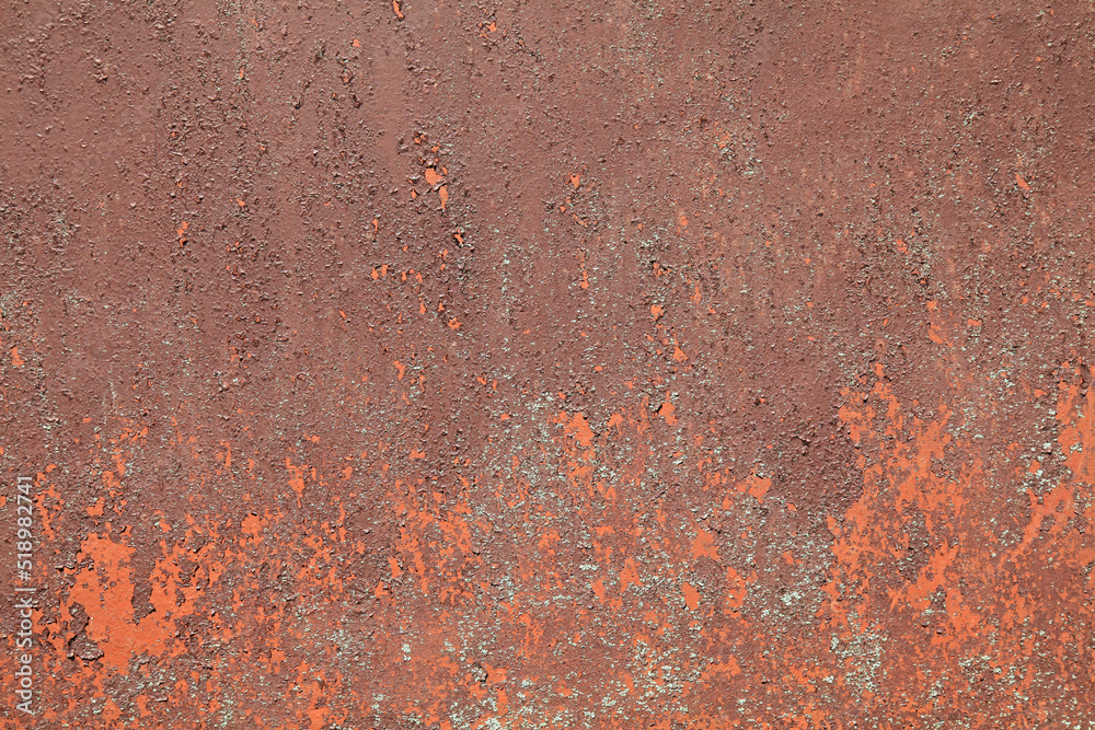 Metall wall, background, texture. Rusted metallic backdrop. An old red ...