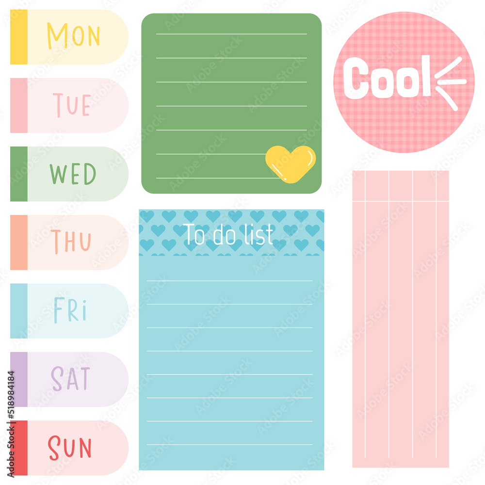 Cute paper notes. Stationary set. Scrapbook notes and cards.Printable ...