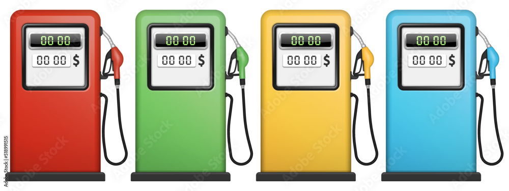 Gas station pump with fuel nozzle of petrol pump. Vector illustration ...