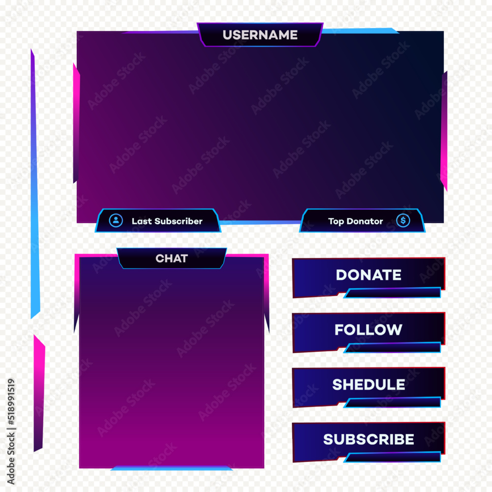 Screen panel overlay game design template neon theme. Live video ...