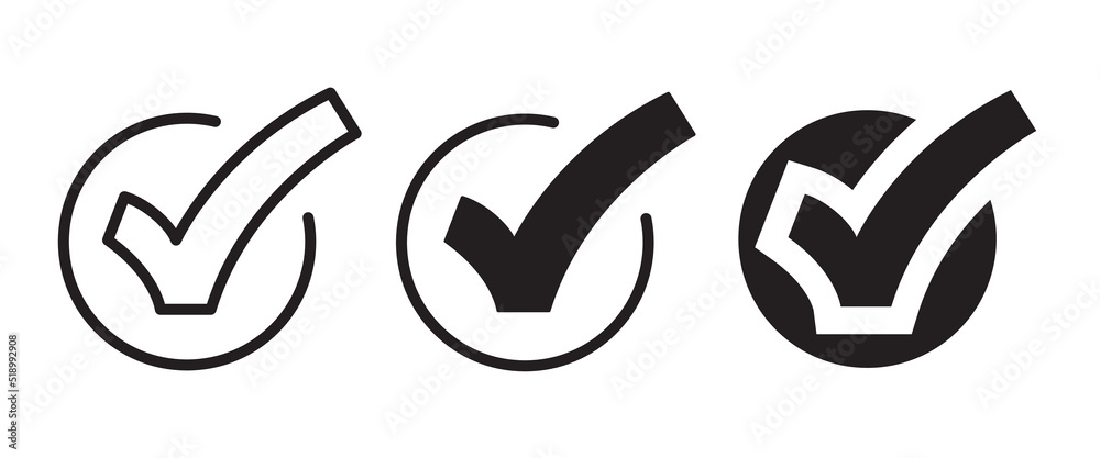 Chek, ok, yes icon approved vector illustration. Check mark icon on ...