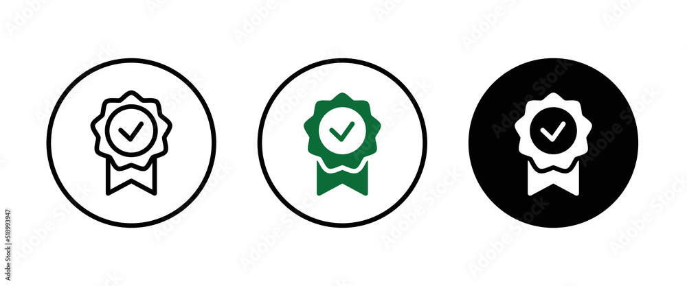 Approved or certified medal icon in a flat design. Rosette icon. Award ...