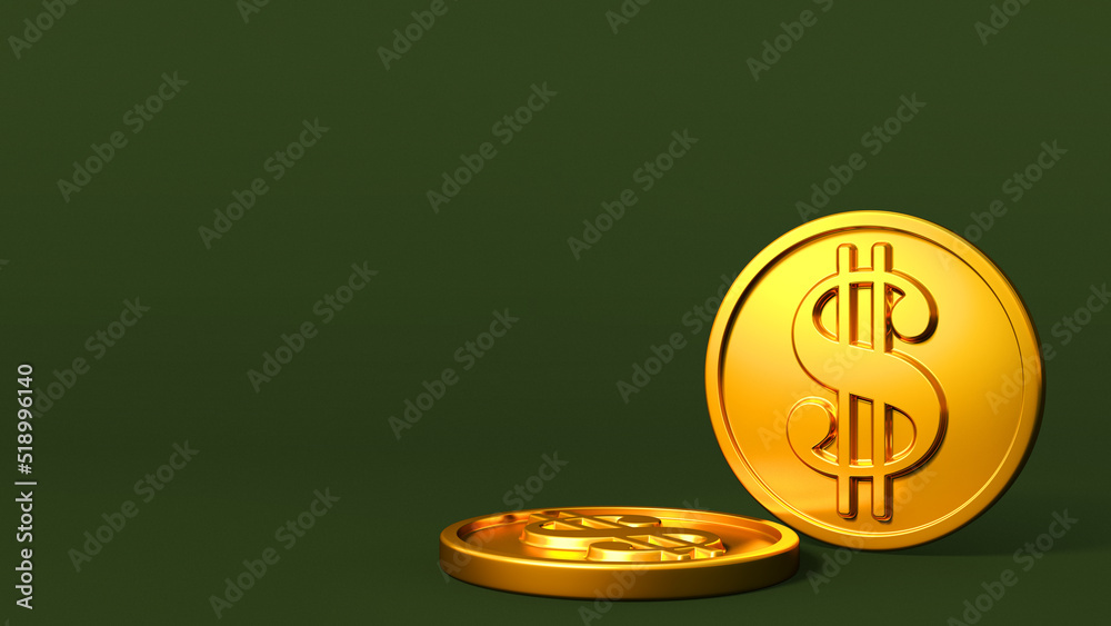 Gold United States US Dollar Coin Icon Symbol in Studio Scene, Isolated ...