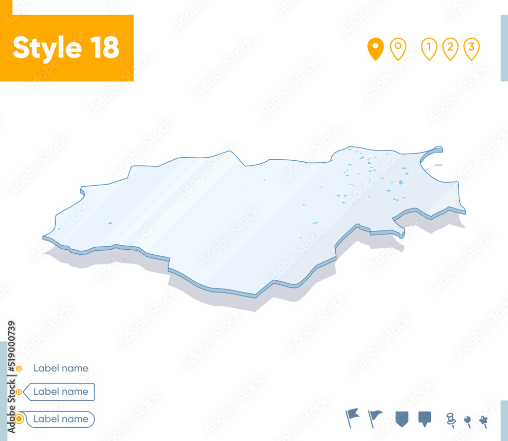Kabardino Balkarian Republic, Russia - 3d map on white background with ...