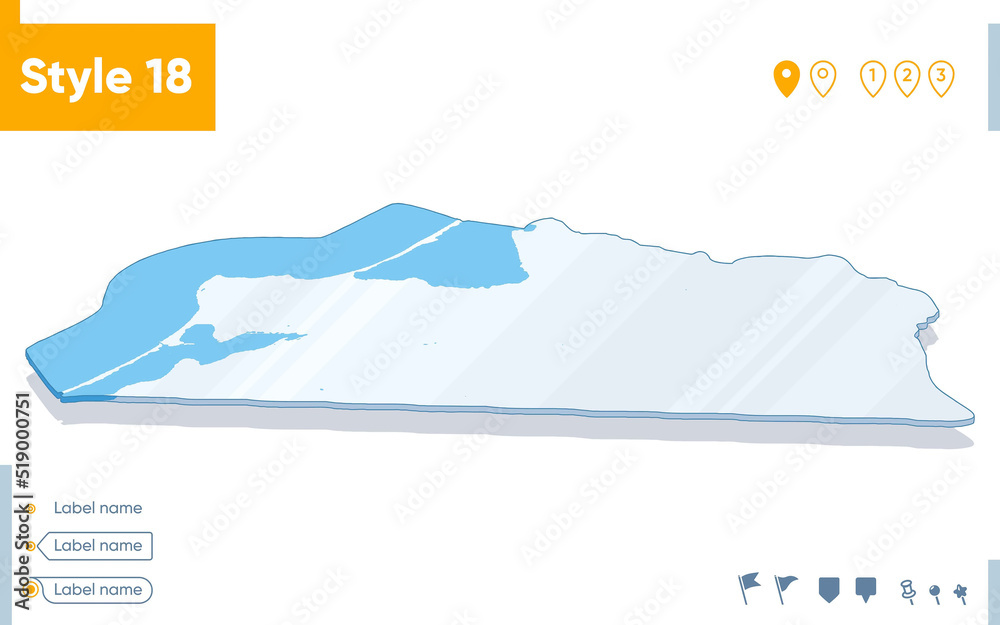 Kaliningrad Region, Russia - 3d map on white background with water and ...