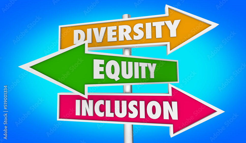 DEI Diversity Equity Inclusion Road Signs 3d Illustration Stock ...