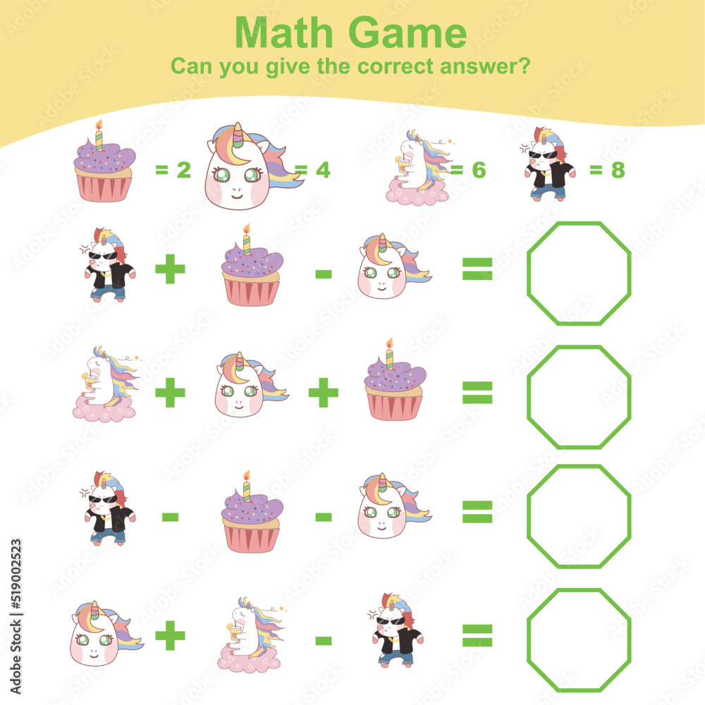 Counting unicorn worksheet. Math worksheet with unicorn theme. Learning ...