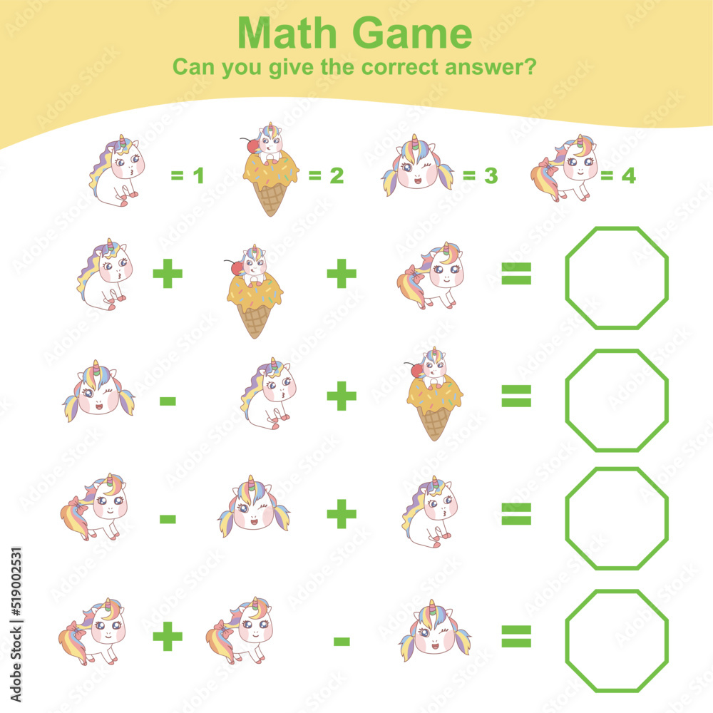 Counting unicorn worksheet. Math worksheet with unicorn theme. Learning ...