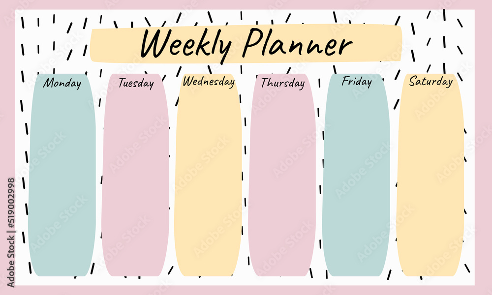 Weekly planner, school timetable or lesson schedule template, vector ...