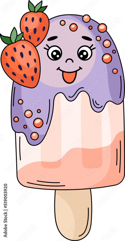 Cute funny popsicle character clipart. Cartoon ice cream vector ...