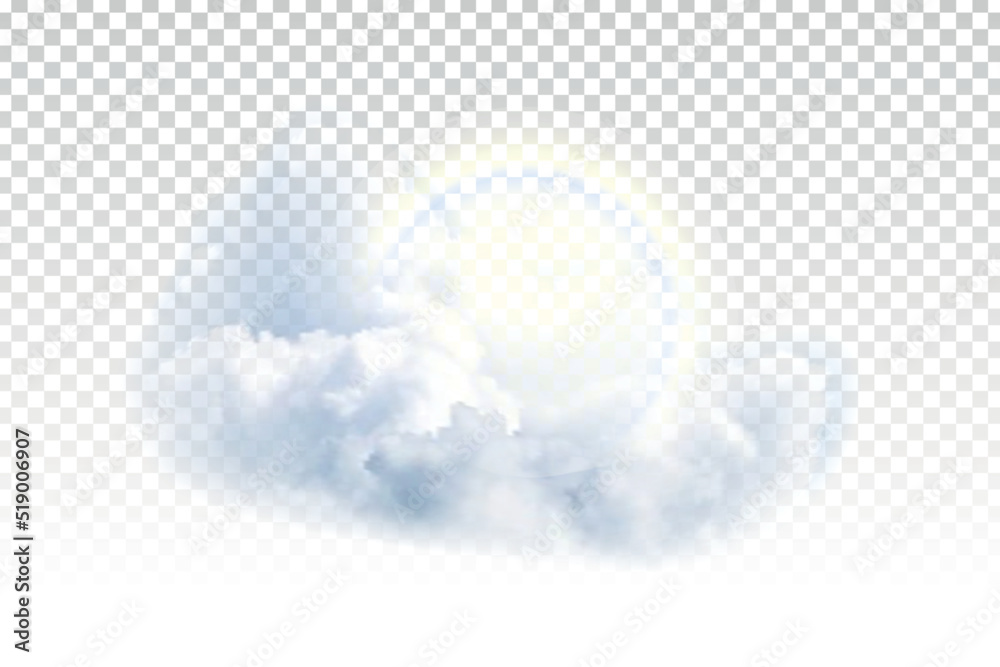 Vector realistic isolated Cloud with Sun on the transparent background ...