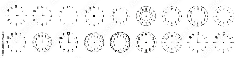 Mechanical clock face template set. Vector icon Stock Vector | Adobe Stock