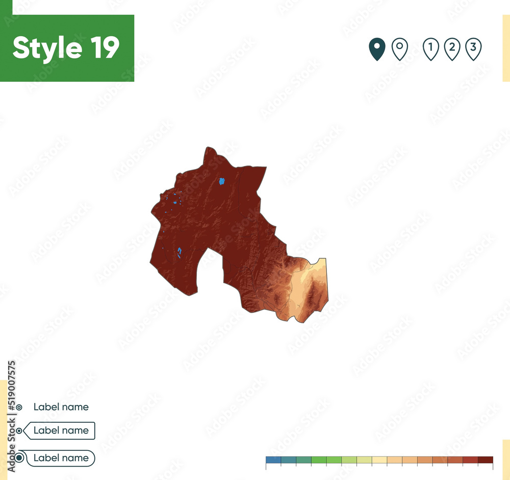 Jujuy, Argentina - high detailed physical map. Vector map. Dem map ...