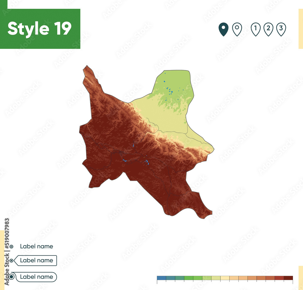 Cochabamba, Bolivia - high detailed physical map. Vector map. Dem map ...