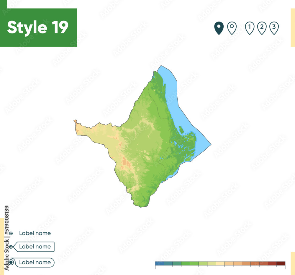 Amapa, Brazil - high detailed physical map. Vector map. Dem map. Stock ...