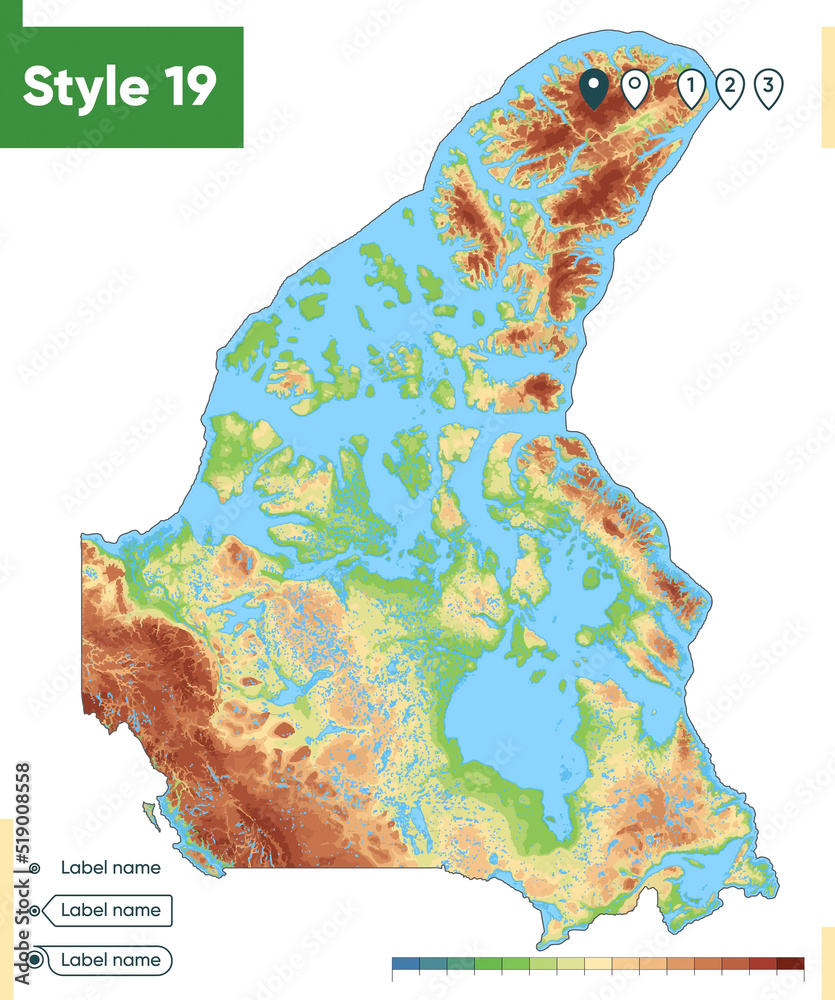 Canada - high detailed physical map. Vector map. Dem map. Stock Vector ...