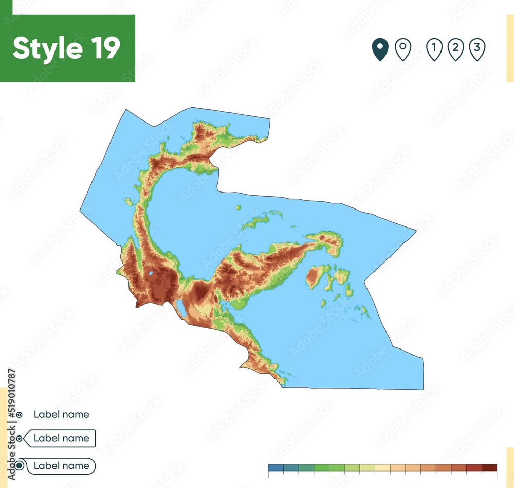 Central Sulawesi, Indonesia - high detailed physical map. Vector map ...