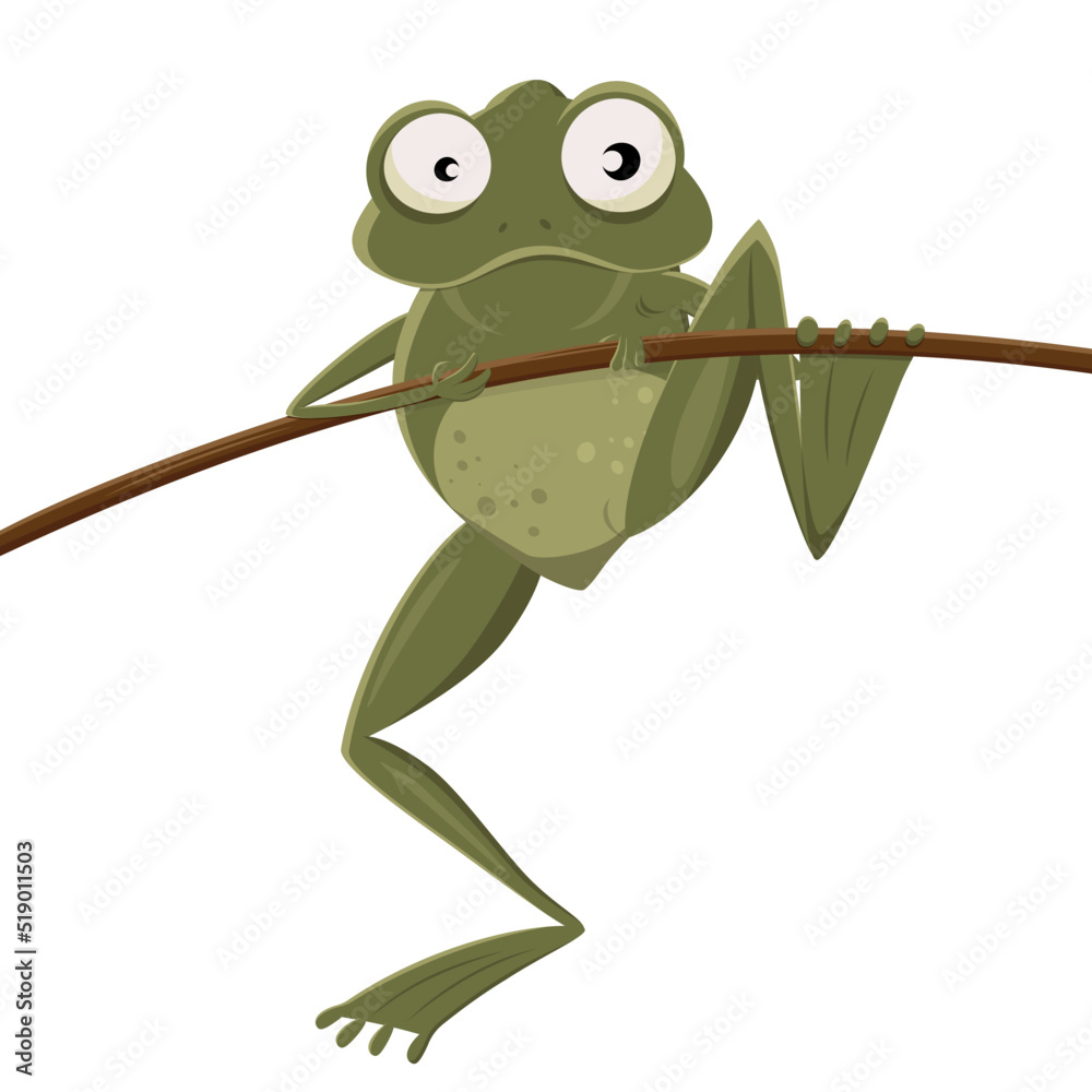 funny illustration of a climbing cartoon frog Stock Vector | Adobe Stock
