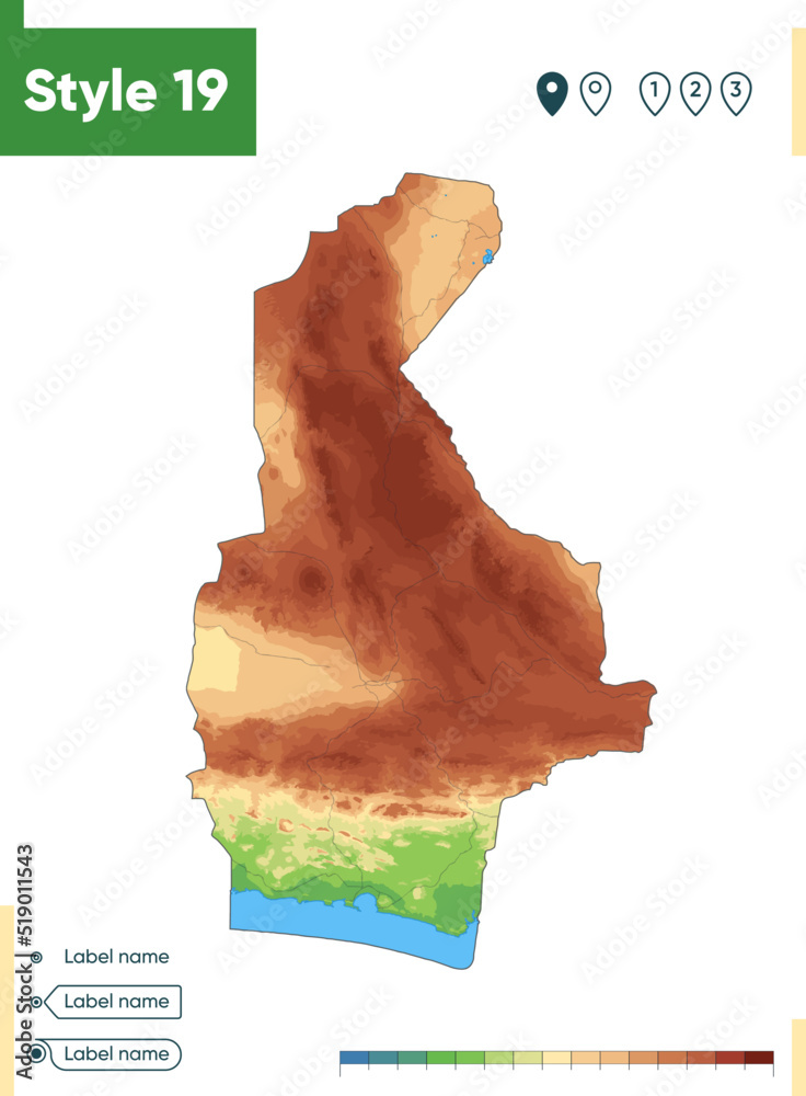 Sistan And Baluchestan, Iran - high detailed physical map. Vector map ...