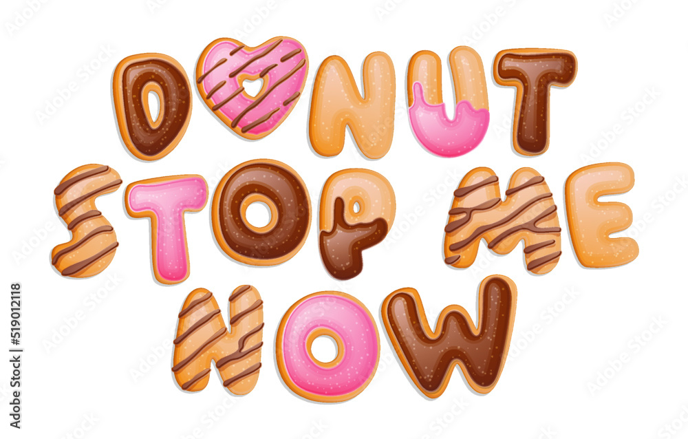 Donut stop me now - hand lettering pun quote design Stock Vector ...