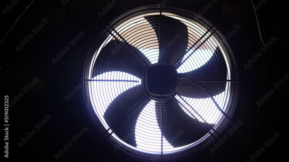 Large production fan for ventilation of the room. Tearing and stopping ...