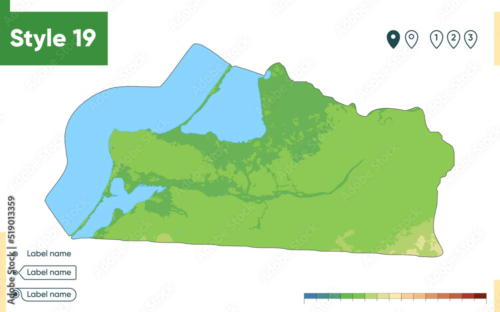 Kaliningrad Region, Russia - high detailed physical map. Vector map ...