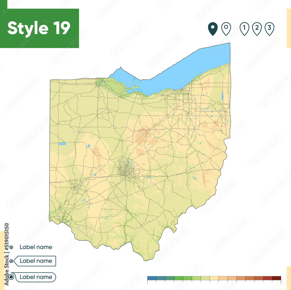 physical map of ohio