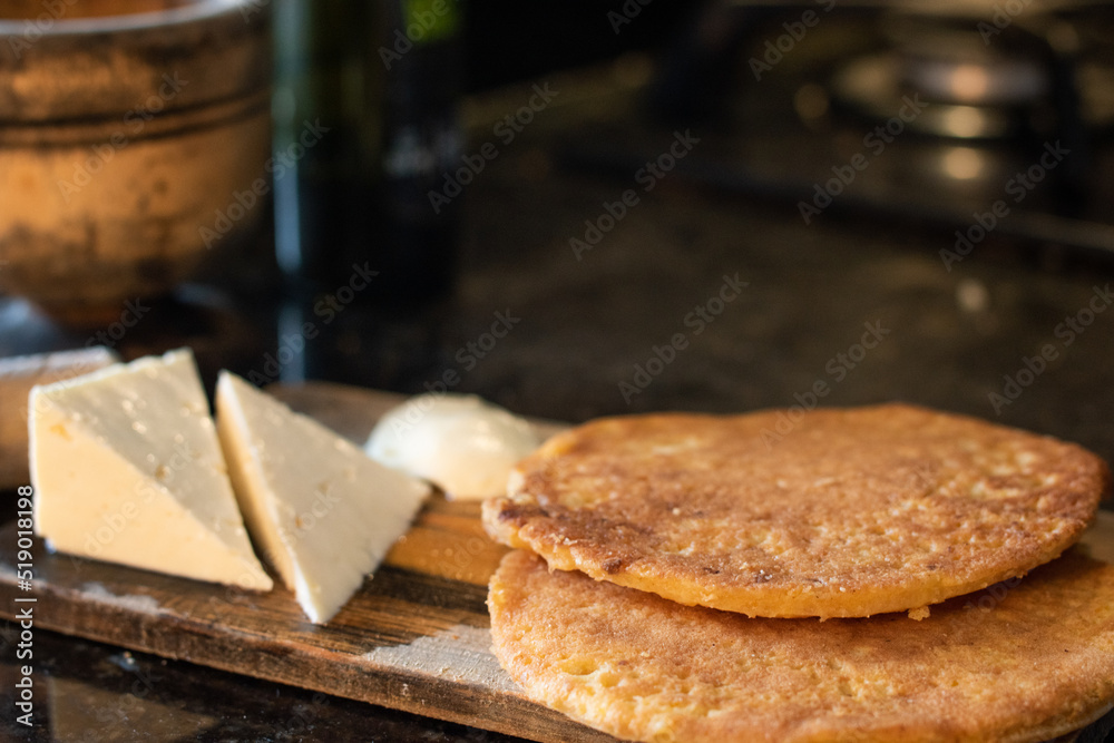 arepas de chocolo, colombian breakfast, traditional food, typical food ...