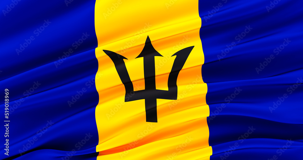 3D render of barbados flag for Memorial Day, Independence Day. Stock ...
