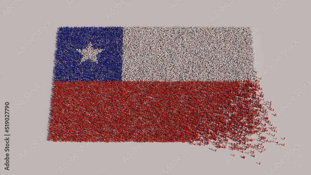 Aerial view of a Crowd of People, congregating to form the Flag of ...