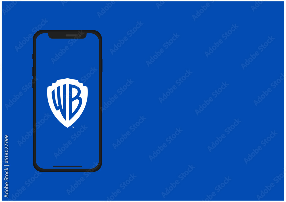 Mobile with Warner Bros to watch movies and series. Stock Vector ...