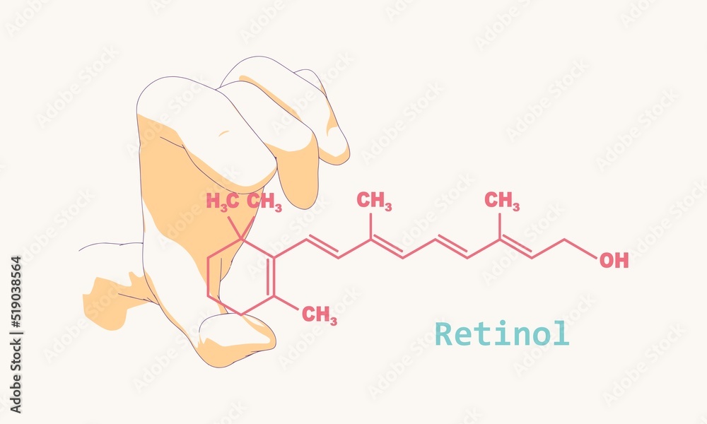 Hand holding chemical molecular formula of vitamin A retinol. Stock ...