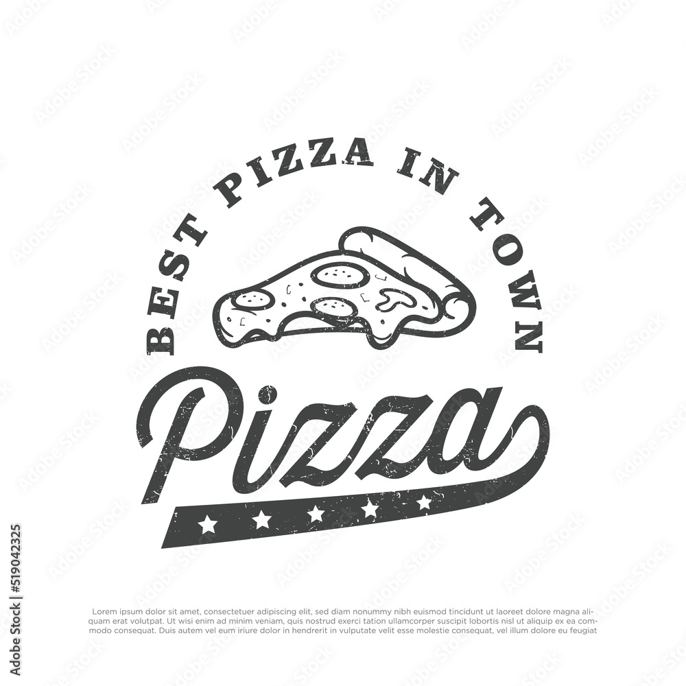 Hand drawn pizza logo concept. Simple minimalist pizza logo for your restaurant or cafe Stock ...