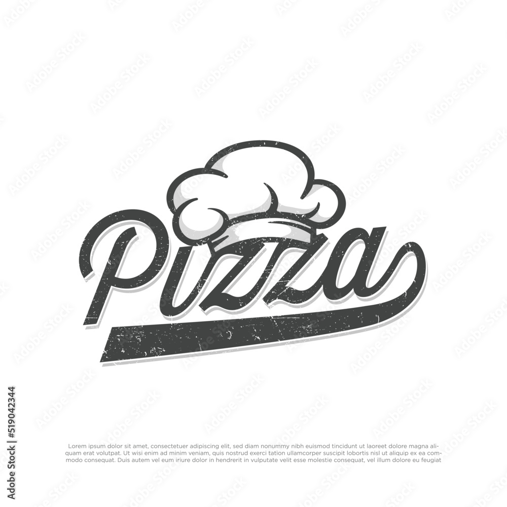 Lettering Pizza logo with cap chef. Illustartion vector graphic italian ...