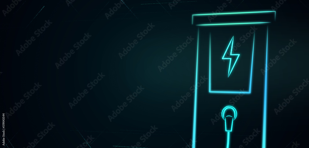 DC fast charger graphic for electric vehicle power station, smart ...