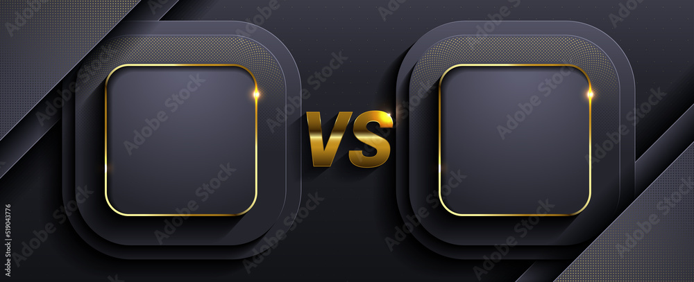 Versus battle background, Luxury geometric shape overlap golden sparkle ...