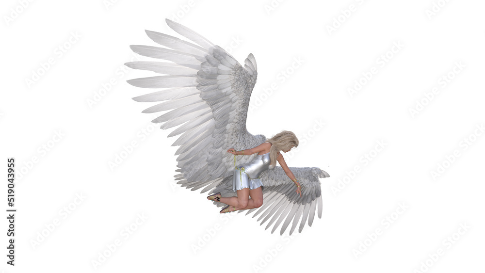 Angel poses for your pictures. Angel figurine with wings in flying ...