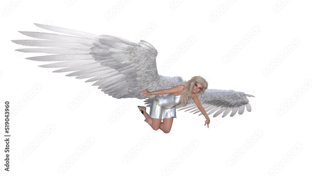 Angel poses for your pictures. Angel figurine with wings in flying ...