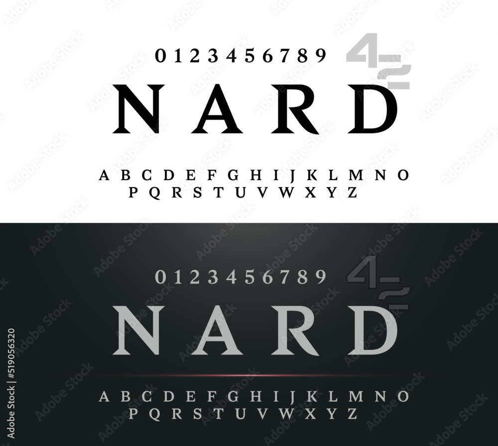 NARD Sports minimal tech font letter set. Luxury vector typeface for ...