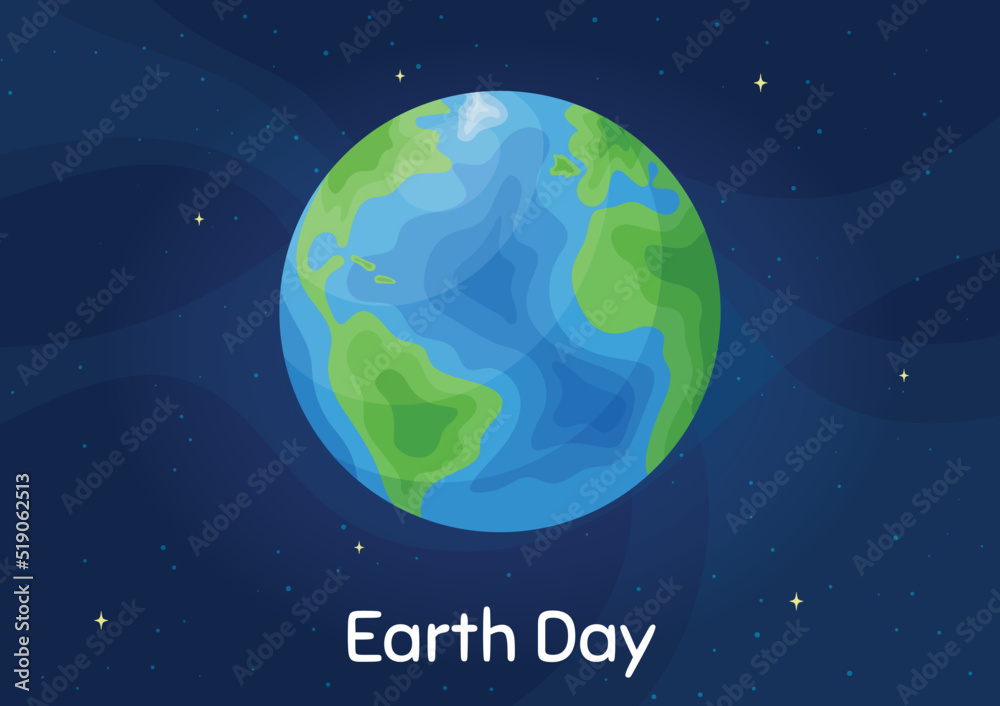 Earth Day environmental poster concept art. Cartoon style planet Earth ...