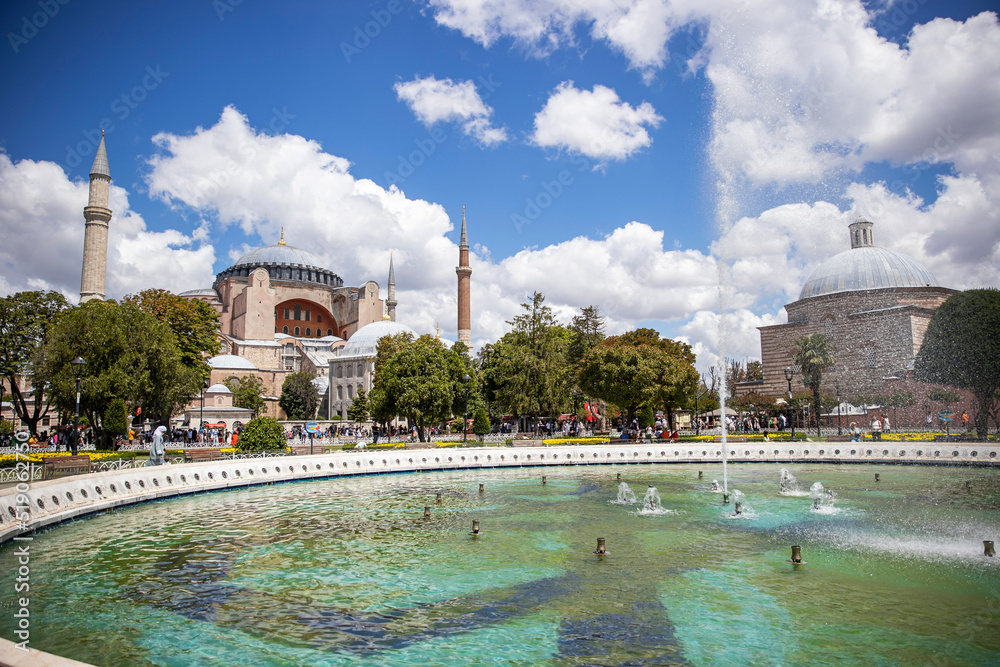 Hagia Sophia is an ancient religion landmark of Istanbul on sunset ...