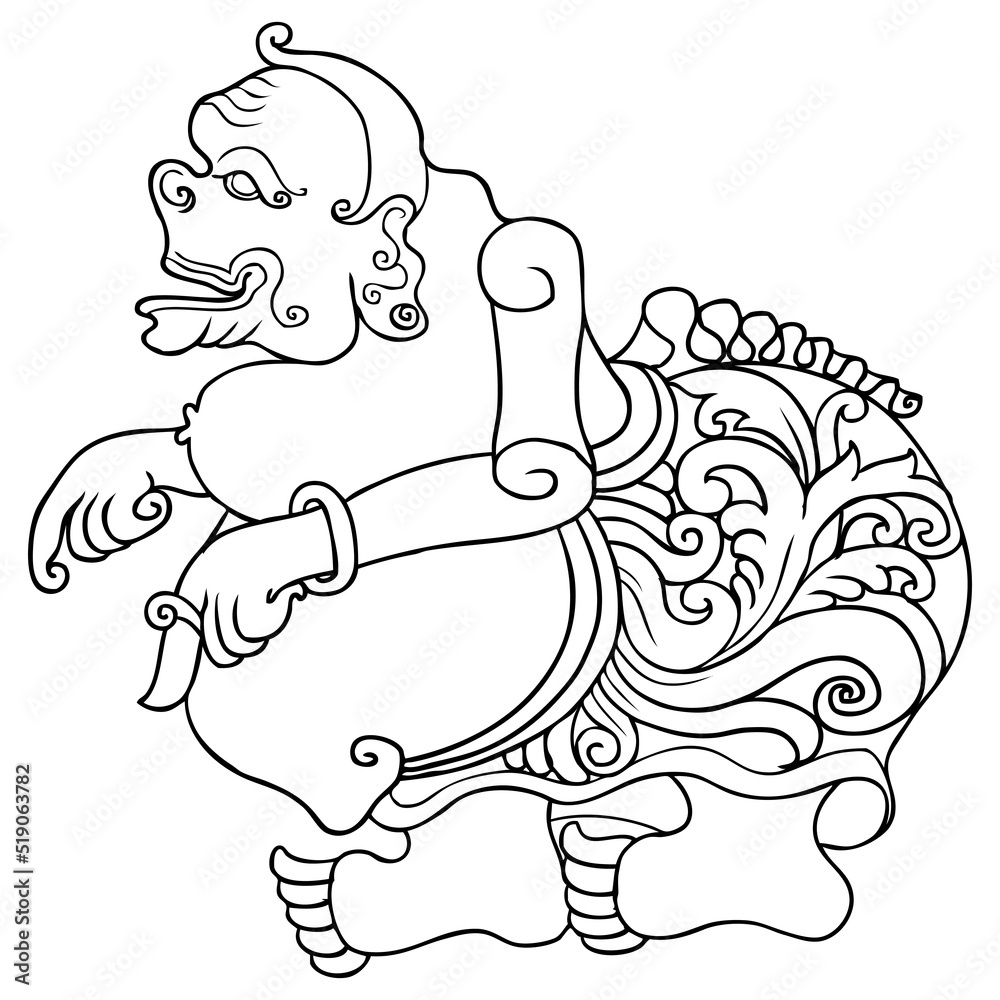 wayang decoration line art vector illustration Stock Vector | Adobe Stock