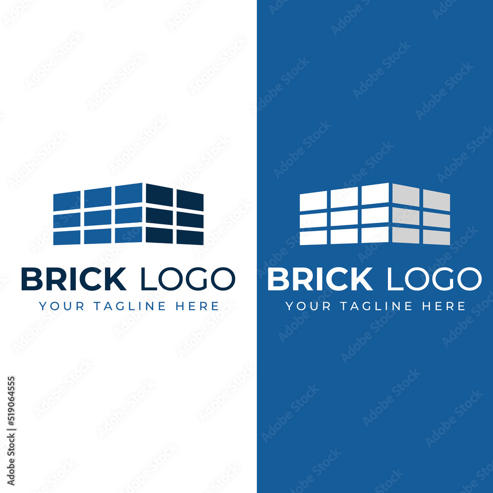 Brick company logo for building construction and wall repair. With ...