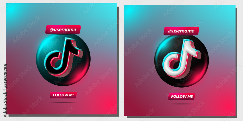 Tiktok follow me template design, tiktok 3d design logo icon, tiktok ...
