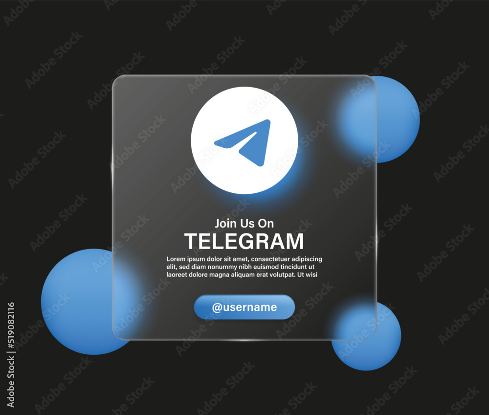follow us on telegram in glassmorphism background with transparent ...