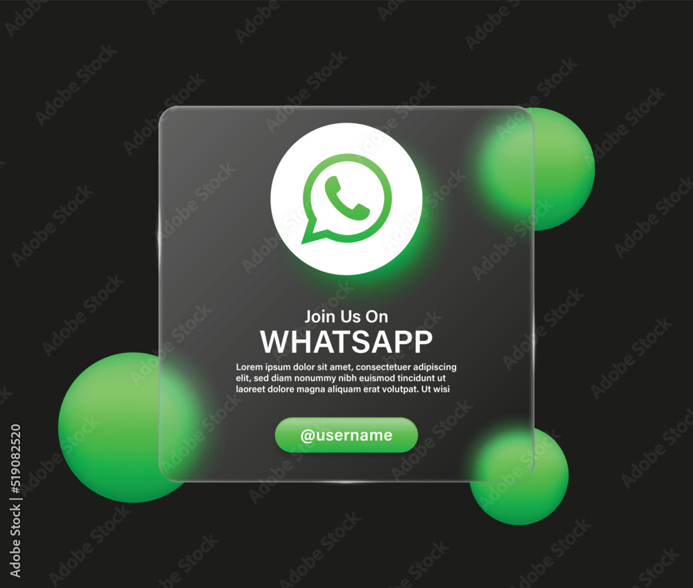 follow us on whatsapp in glassmorphism background with transparent glass . whatsapp logo icon ...